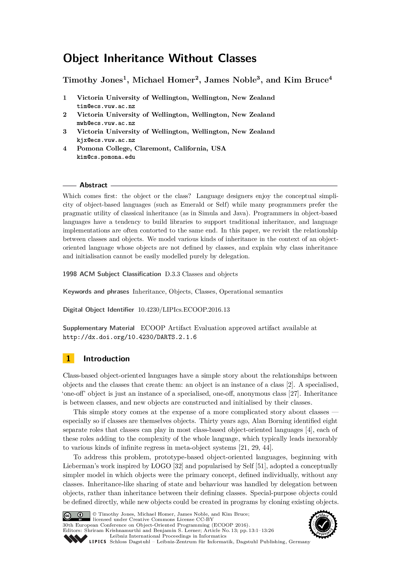Object Inheritance Without Classes - Michael Homer Object Inheritance Without Classes - Michael Homer